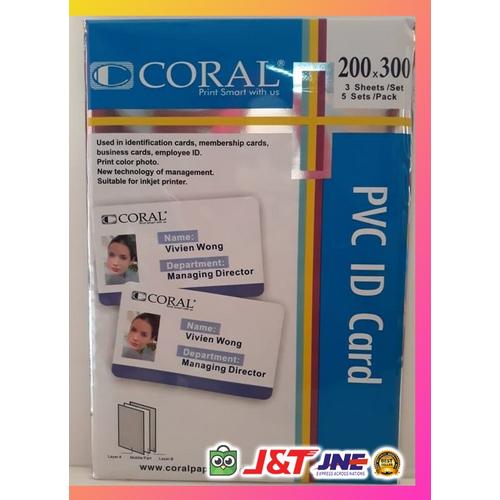 Jual Kertas PVC Bahan ID Card Instan Coral A4 isi 5 Lembar Merk Coral ...