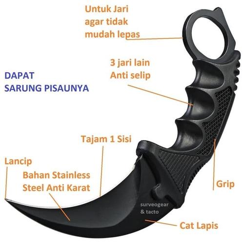 Jual Karambit Kerambit Tactical HITAM POLOS PLUS SARUNG - spidey color ...