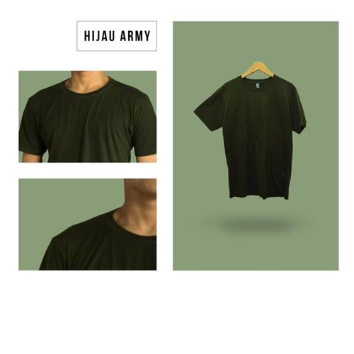 Jual BAJU POLOS LENGAN PENDEK HIJAU ARMY KAOS POLOS DEWASA COMBED 30s ...
