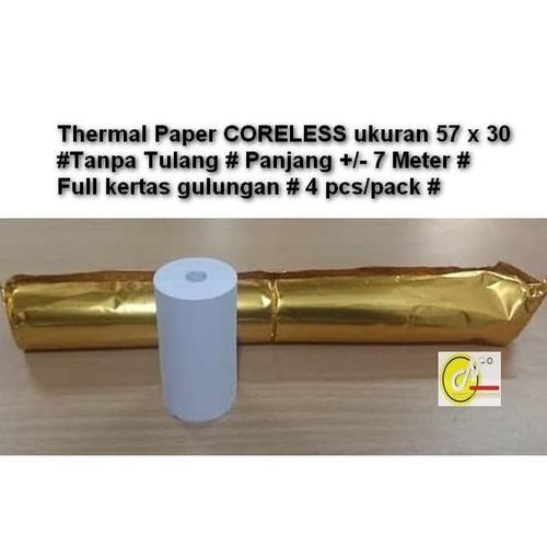 Jual Kertas Thermal Paper roll ukuran 57 x 30 Coreless PANJANG ...