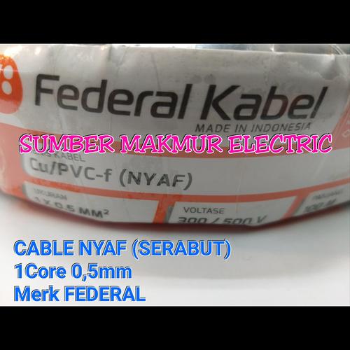 Jual CABLE NYAF 1x0,5mm / CABLE SERABUT 0,5mm Merk FEDERAL - Putih ...