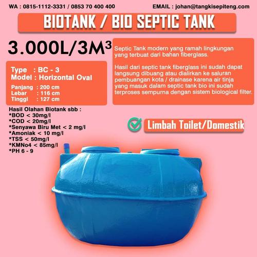 Jual Bio Septic Tank Biotank System BIOTECH 3 m3/day 3000 liter/day ...
