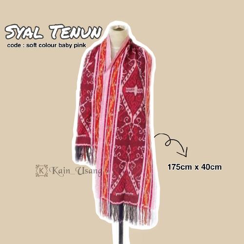 Jual Kain_Usang | Syal Tenun - Soft Colour Baby Pink | Scraft Tenun ...