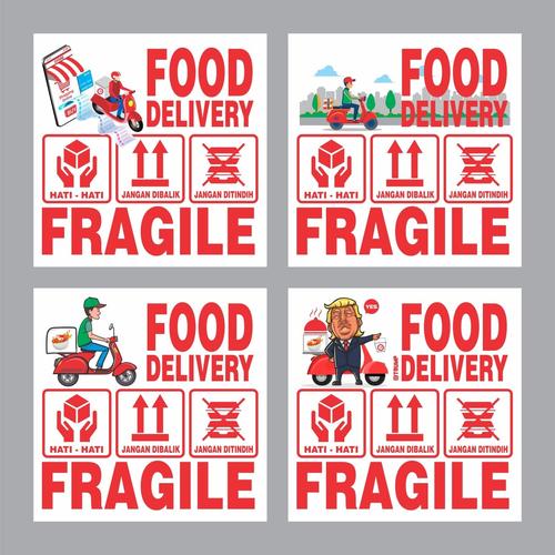 Jual stiker food delivery stiker makanan fragile 5.5 x 5.5cm - Kota ...