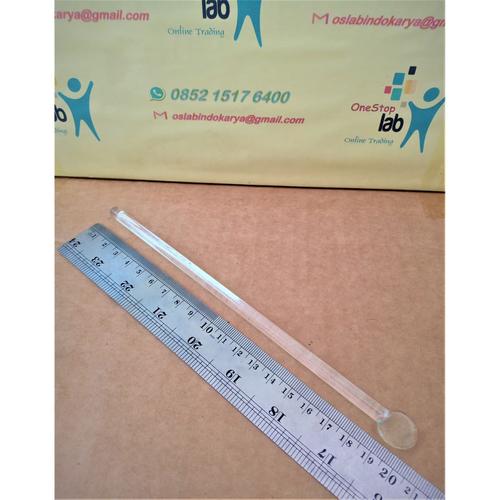 Jual spatula kaca 20 cm Batang pengaduk kaca ujung pipih glass rod ...