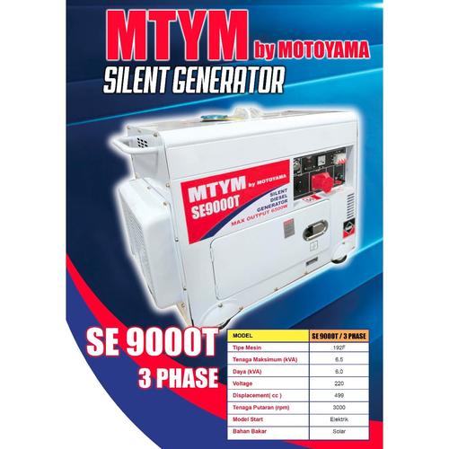 Jual GENSET SILENT DIESEL GENERATOR MOTOYAMA SE 9000T 3 Phase 6500 Watt ...