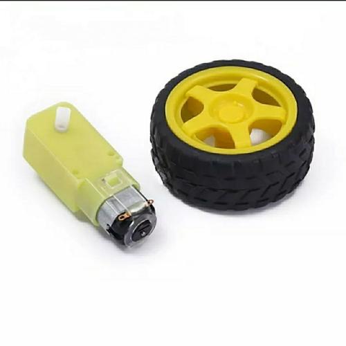 Jual Gearbox Motor Dan Roda Kuning Robot 3-6Vdc Motor Dc Lengkap Roda ...