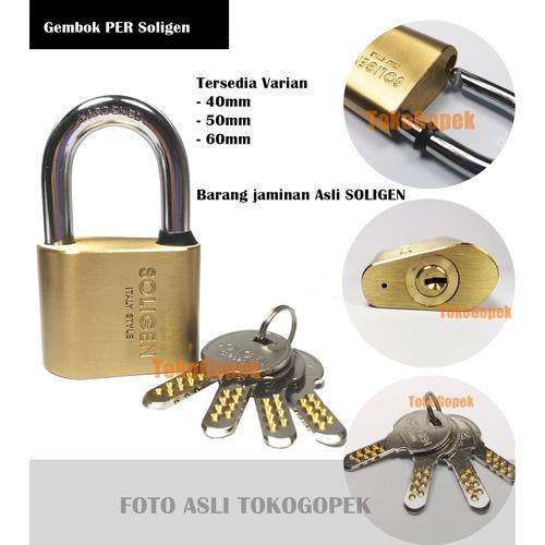 Jual SOLIGEN Gembok PER Pendek 40mm 50mm 60mm Computer Key - Gembok ...