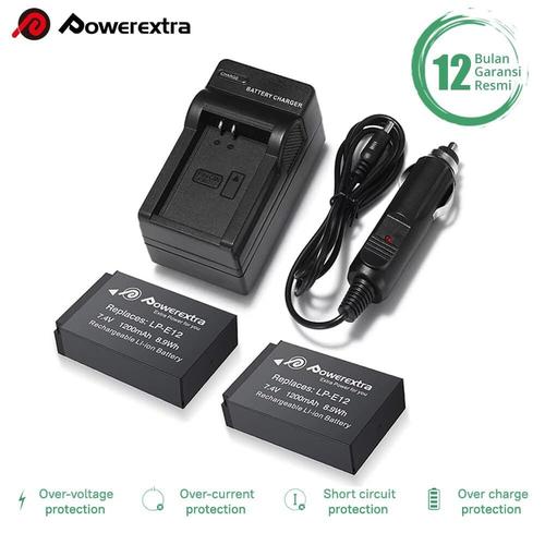 Promo POWEREXTRA Battery Canon LP-E12 2-Pack With Dual Charger for EOS ...
