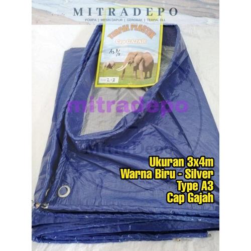 Jual A3 UK : 3X4 CAP GAJAH TERPAL PLASTIK BIRU SILVER - Jakarta Barat ...
