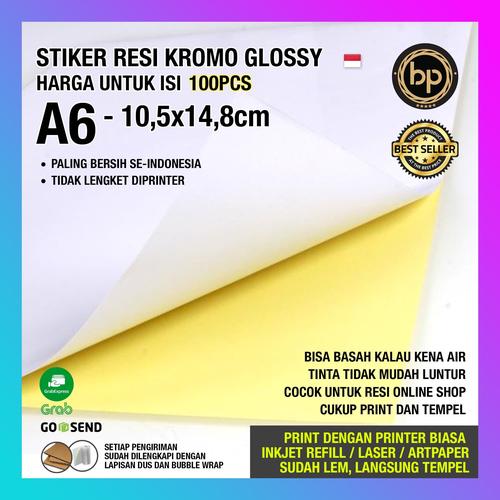 Jual [A6 - PAKET ISI 100 lembar] LABEL RESI STIKER / STICKER GLOSSY ...