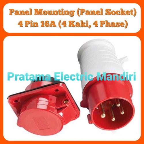 Jual Plug & Panel Mounting Socket 4 Pole 4 Pin 4P 16A Male Female ...
