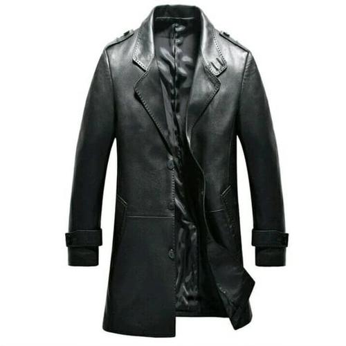 Jual jaket blezer kulit semi panjang keren. jaket jubah kulit semi pria ...