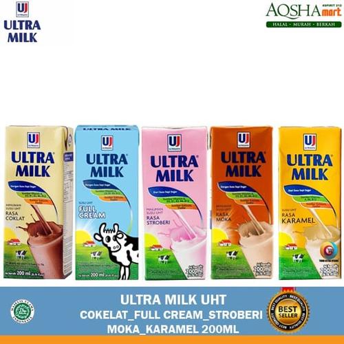 Jual ULTRA MILK UHT FULL CREAM COKELAT STROBERI KARAMEL MOKA SUSU CAIR ...