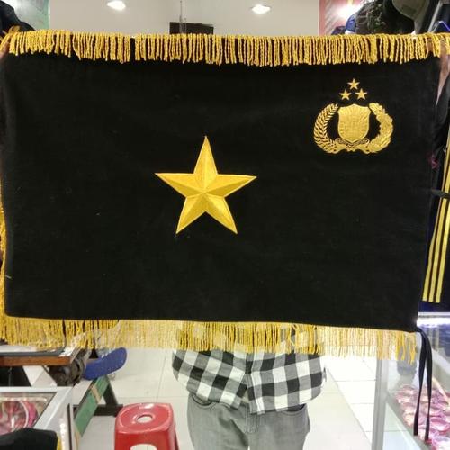 Jual Bendera Rapati Bintang 1 logo Polri Dan Bintang nimbul Rumbai emas ...