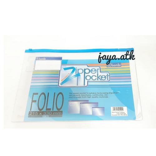 Jual MAP PLASTIK ZIPPER POKET SLETING PLASTIK FOLIO F4 BAMBI 5130 ...