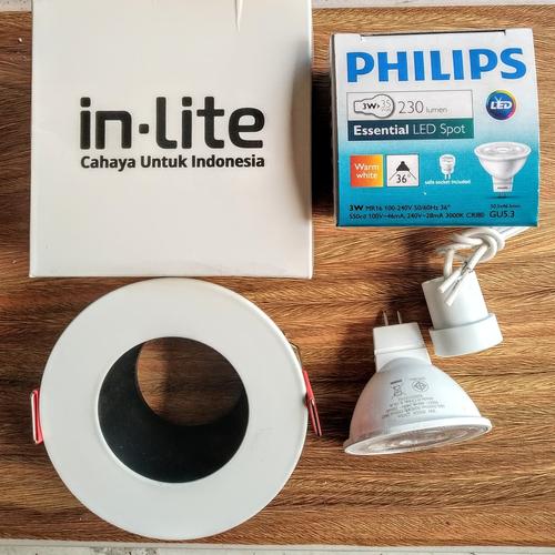 Jual downlight pinhole inbow Led philips mr16 3w warm white body inlite ...