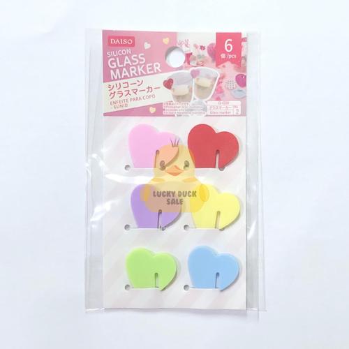 Jual DAISO Silicon Glass Marker Heart 6 pcs Murah Penanda Gelas Cantik ...