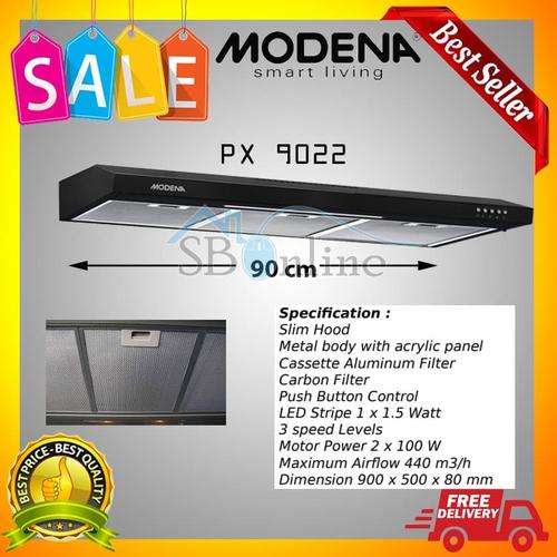 Jual Slim Cooker Hood Modena PX 9022 Slim Hood 90 cm Garansi Resmi ...