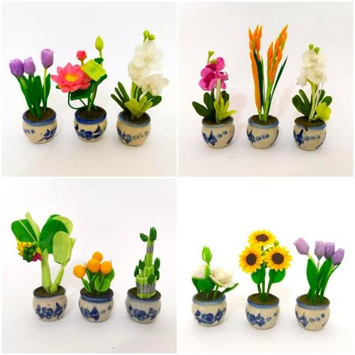Jual Hiasan Bunga dan Pohon Mungil Mini Clay Plastik dengan Vas Cantik ...