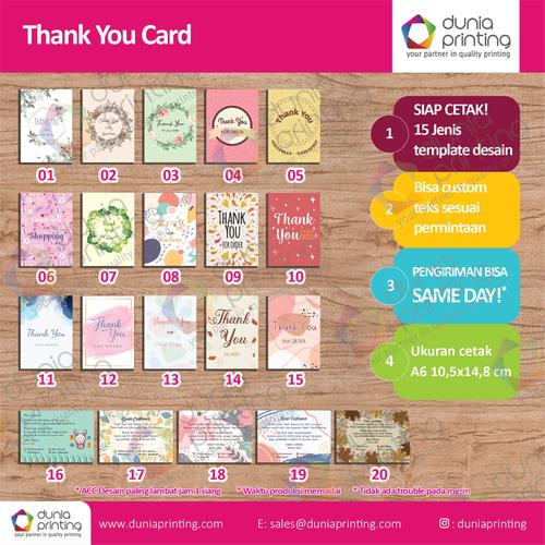 Jual Thank You Card Ukuran A6 - Bahan kertas BW 250 grm - design 05 ...