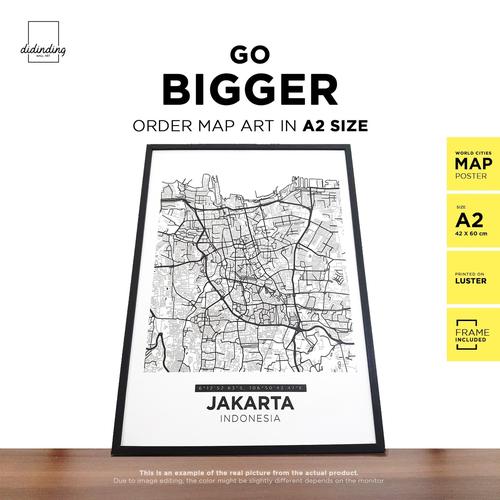 Jual Map Art Frame A2 Hiasan DInding Minimalis Poster Luster Peta ...