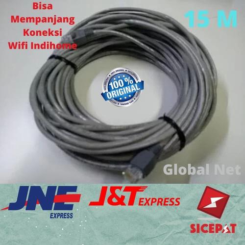 Jual Kabel LAN UTP 15M RJ45 Cat 5e 15 Meter terpasang Cable konektor ...