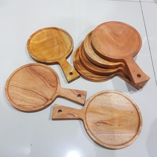 Jual 15cm pizza tray piring kayu /serving plate w/ handle RUSTIC Grade ...