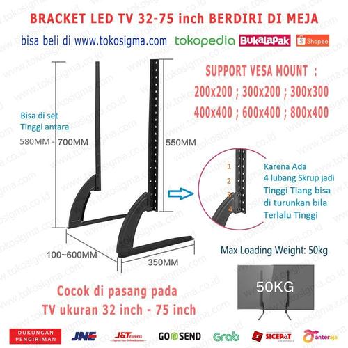 Jual BRACKET TV BERDIRI DI MEJA STAND DESK UNIVERSAL TV02 LED TV 32-75 ...