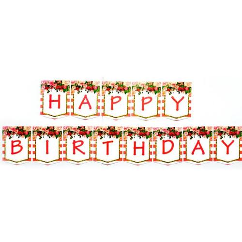 Jual Banner Happy Birthday Bunga/Banner HBD/Bunting Flag Ulang Tahun ...