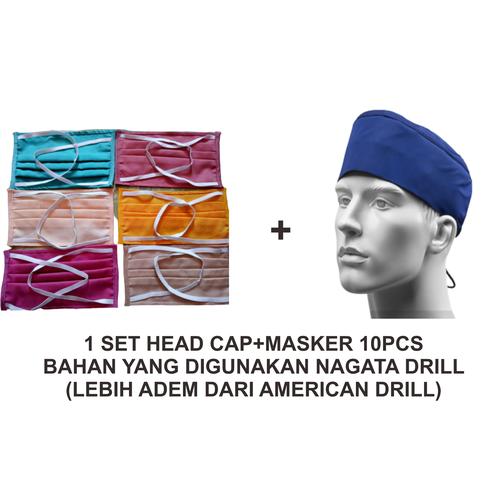 Jual Paket Head Cap(Penutup Kepala Medis) dan Masker Kain 10 pcs ...