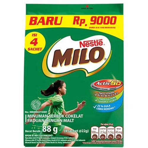 Jual Milo Bag Isi 4 Sachet 4x22g Bubuk Coklat | MILO Nestle Indonesia ...