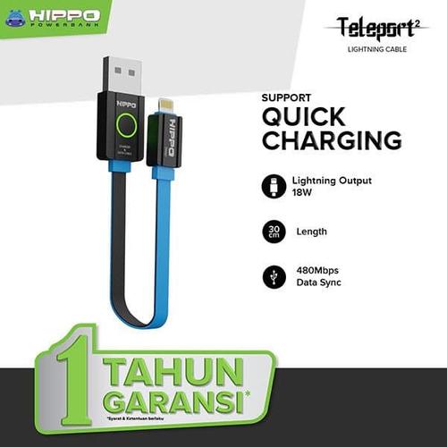 Promo Hippo Teleport 2 Kabel Data Iphone Ipad Lightning 30cm - Biru ...