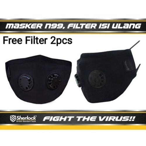 Jual Masker N99 Dual valve Carbon Filter + GRATIS Filter 2pcs Merk ...