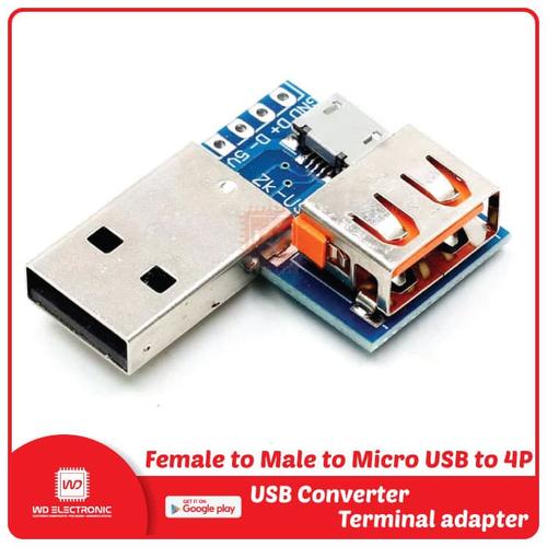 Jual USB Converter Female to Male to Micro USB to 4P Terminal Adapter ...