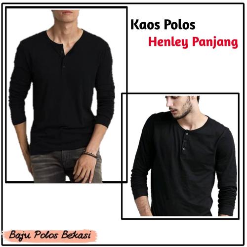 Jual Kaos Henley Kancing Hitam Lengan Panjang - Hitam, All Size - Kota ...
