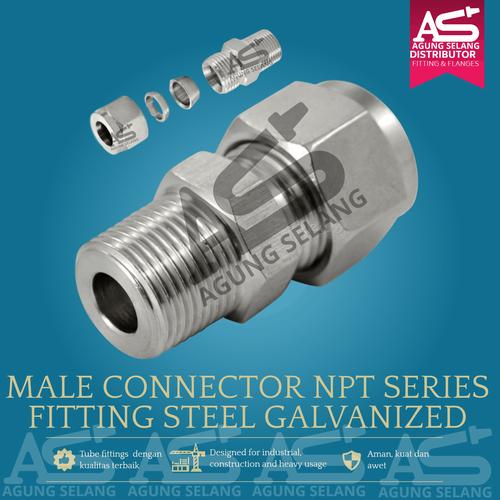 Jual Male Connector 14 S x 3/8" NPT Galvanis Steel Union Tube Fitting ...