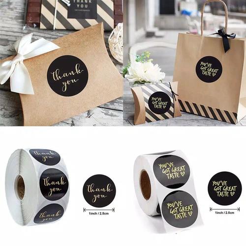 Jual Sticker thank you black gold stiker label kemasan box kue (min10 ...