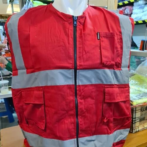 Jual Rompi Safety Bahan Drill / Rompi Proyek / Rompi Warna Merah ...