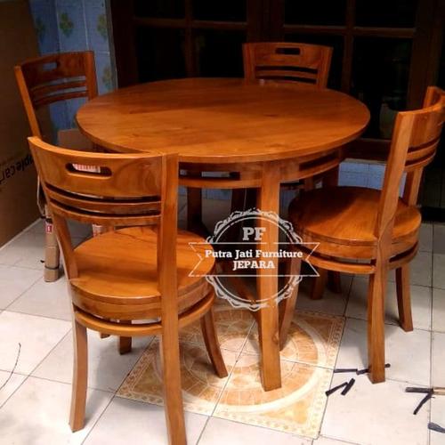 Jual Mebel Jepara Asli - Set Meja Makan Bundar Minimalis Jati 4 Kursi - Kab. Jepara - Tukang ...