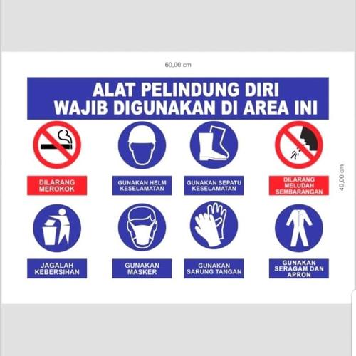 Jual SIGN PLAT AREA WAJIB APD ALAT PELINDUNG DIRI UK 40X60CM K3 RAMBU ...