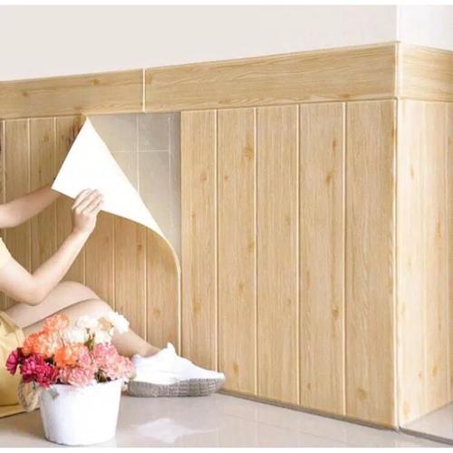 Jual Wallpaper Dinding 3D Foam Kayu Cream 70cm x 70cm - Kayu Coklat ...