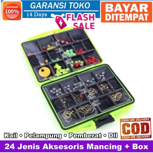 Jual 24 Jenis Aksesoris Pancing Kail Pelampung Pemberat Dengan Box ...