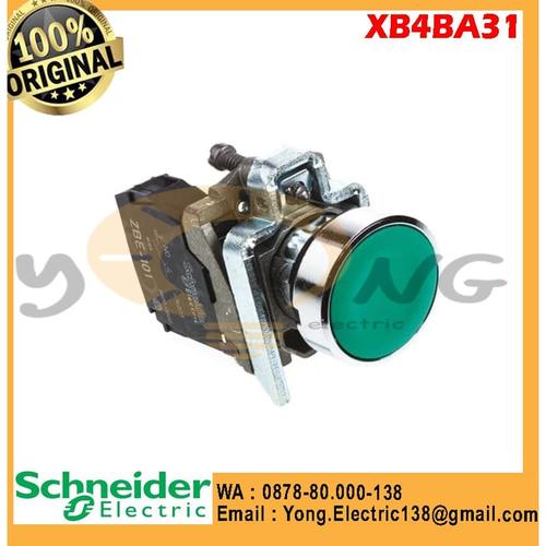 Jual Push Button / XB4BA31 / Hijau 1NO Flush / Schneider Tipe Metal ...
