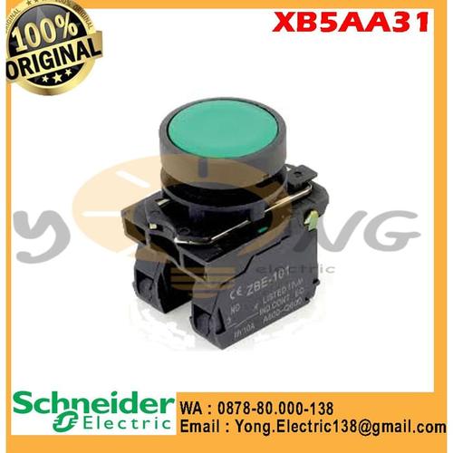 Jual Push Button / XB5AA31/ Hijau 1NO Flush / Schneider Tipe Plastik ...