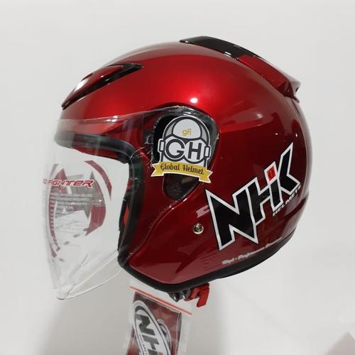Jual HELM NHK HALF FACE NHK R6 NHK R 6 SOLID MERAH MAROON NHK R6 POLOS ...
