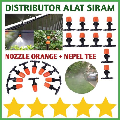 Jual SPRAYER MIST NOZZLE ORANGE SPRINKLER + NEPEL TEE KE SELANG PE 7MM ...