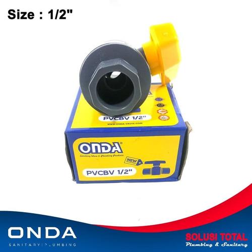 Jual Ball Valve PVCBV 1/2" ONDA Polos Stop Kran Plastik PVC kuning 1/2 ...