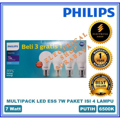 Jual PHILIPS LAMPU LED ESSENTIAL MULTIPACK 7W 7 WATT PUTIH PAKET 3 GRATIS 1 - Kota Surabaya ...
