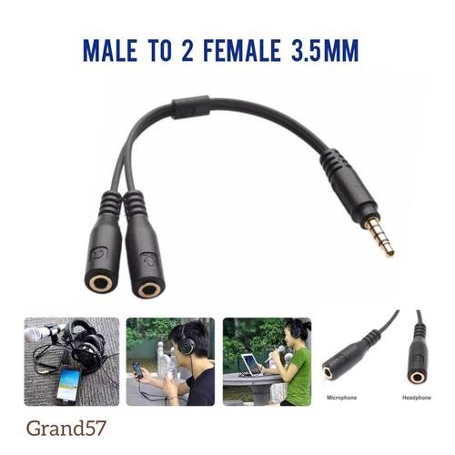 Jual Kabel splitter y audio stereo 3.5mm male to 2 female headphone mic ...